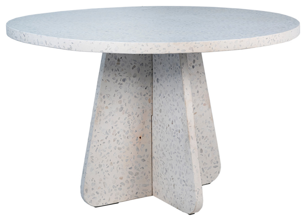 Outdoor Round Cream Terrazzo Table - Contemporary - Outdoor Dining ...