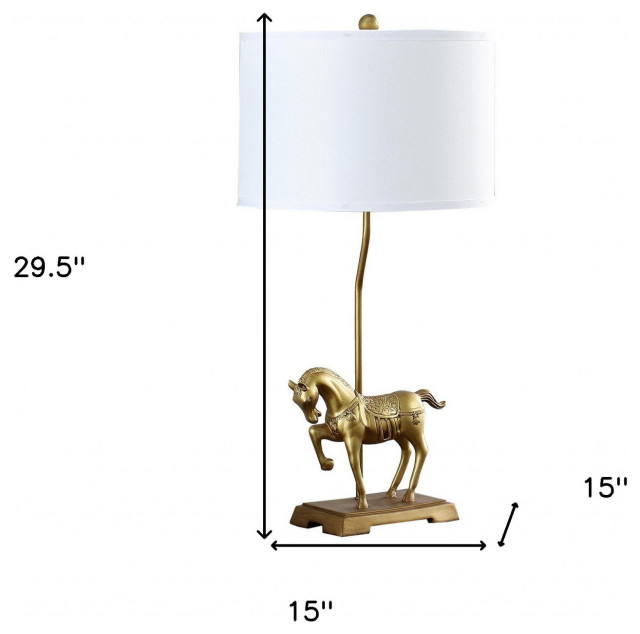 30" Gold Stallion Horse Table Lamp With White Shade - Contemporary ...