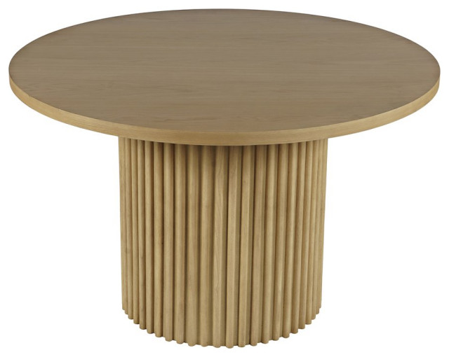 Auden 48 Round Mid-Century Modern Fluted Pedestal Base Dining Table ...
