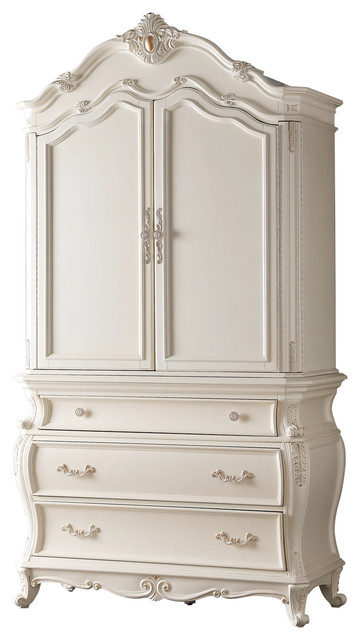 Meridian Furniture Marquee Pearl White Armoire - Armoires And Wardrobes ...