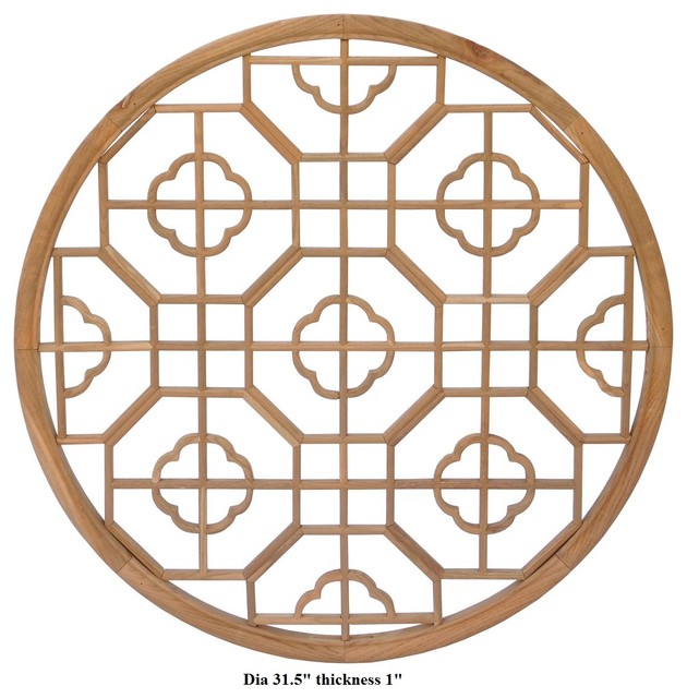 Chinese Round Flower Geometric Pattern Wall Panel Hcs2224 - Asian ...