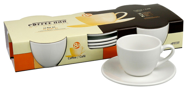 Set of 4 Coffee Cups and Saucers - Traditional - Mugs - by ...