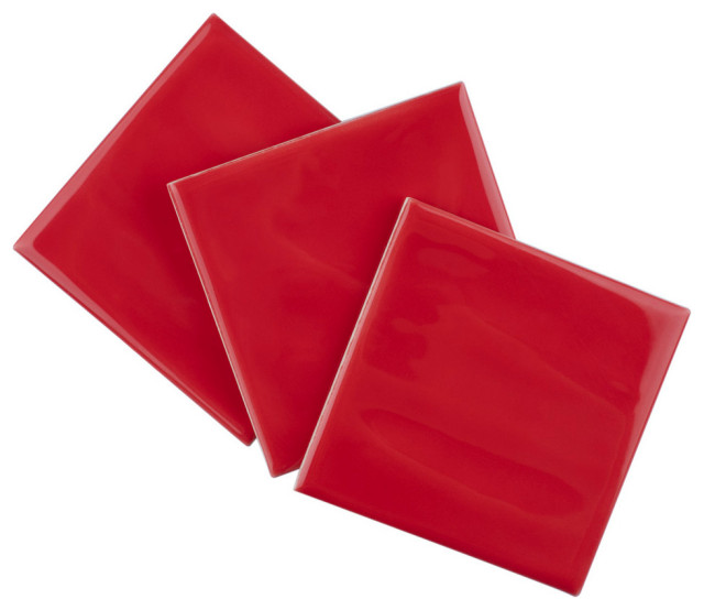 Twist Square Ceramic Wall Tile, Red Cherry, Sample - Contemporary ...