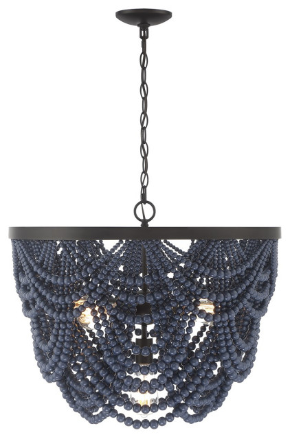 Savoy House Meridian 5-Light Chandelier M100101NBLORB, Navy Blue With ...