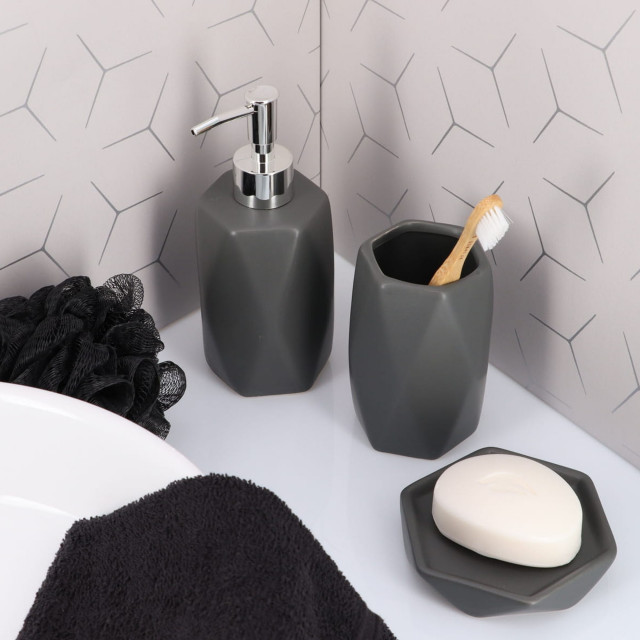 Diamond Bathroom Accessory Set 4-Pieces Gray - Transitional - Bathroom ...