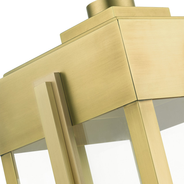 Natural Brass Art Deco, Sophisticated Outdoor Post Top Lantern ...