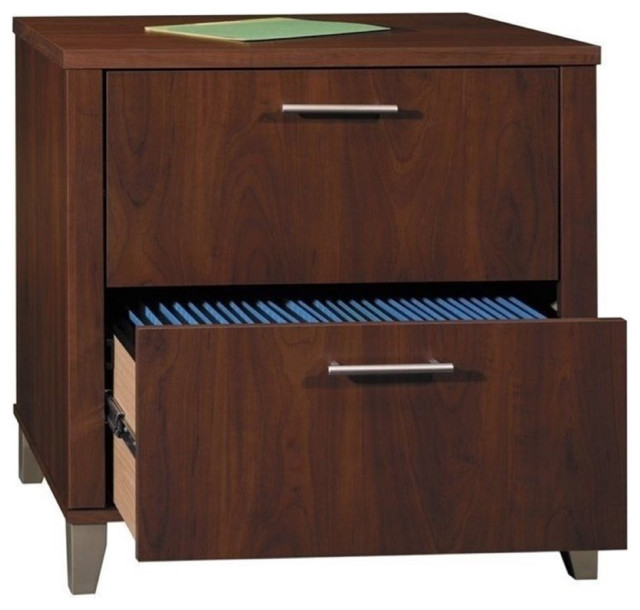 Bowery Hill 2-Drawer Contemporary Wood Lateral File Cabinet in Hansen Cherry - Transitional ...