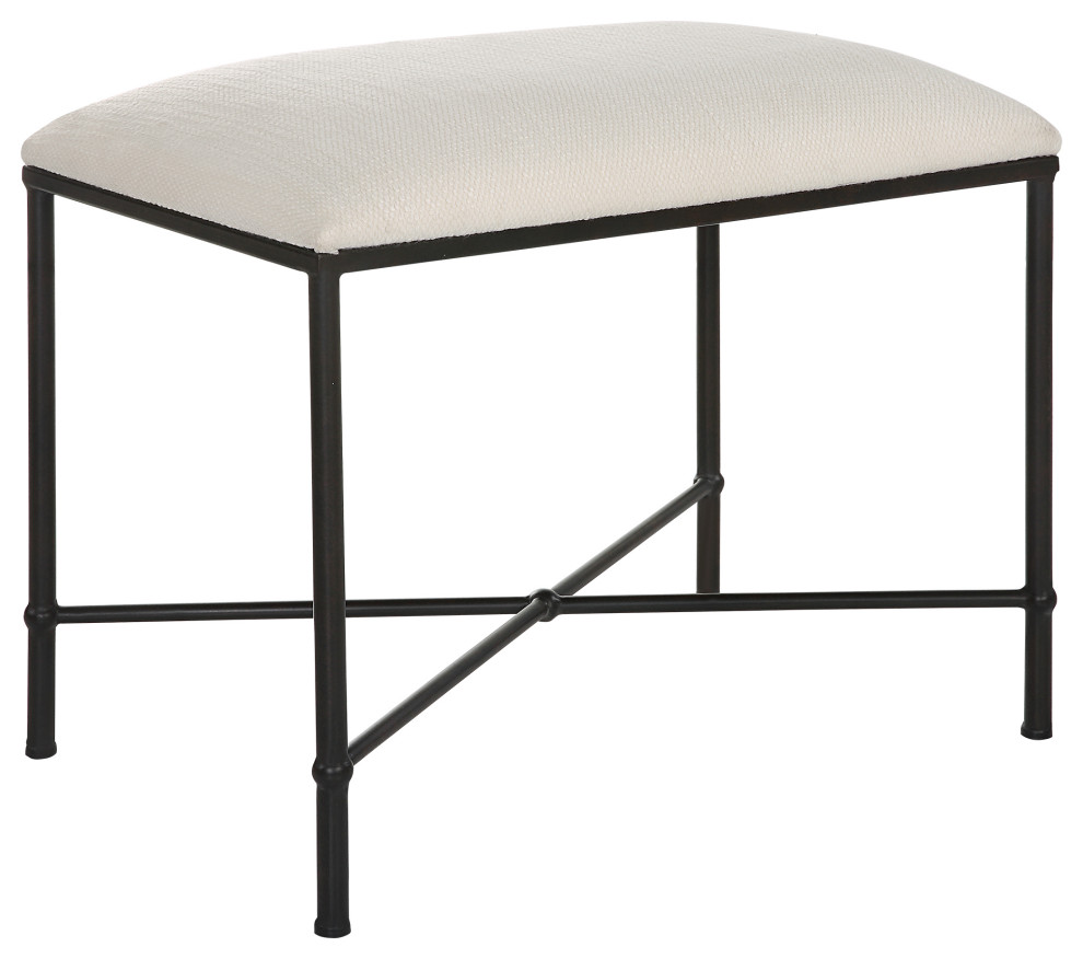 Avenham Small Black Framed Bench - Transitional - Vanity Stools And ...