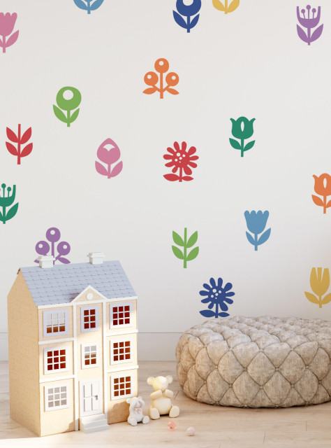 Fun Flowers Peel and Stick Vinyl Wall Stickers - Contemporary - Kids ...