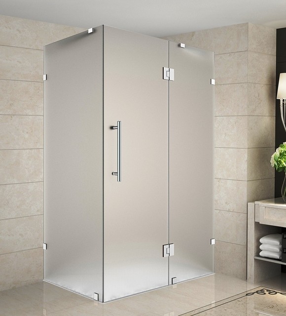 Avalux Frameless Shower Enclosure Frosted Glass, Chrome, 32"x34"x72 ...