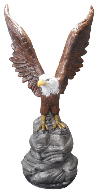 44"H Wings Up Concrete Eagle Left Statue in Two Tone Brassy Bronze ...