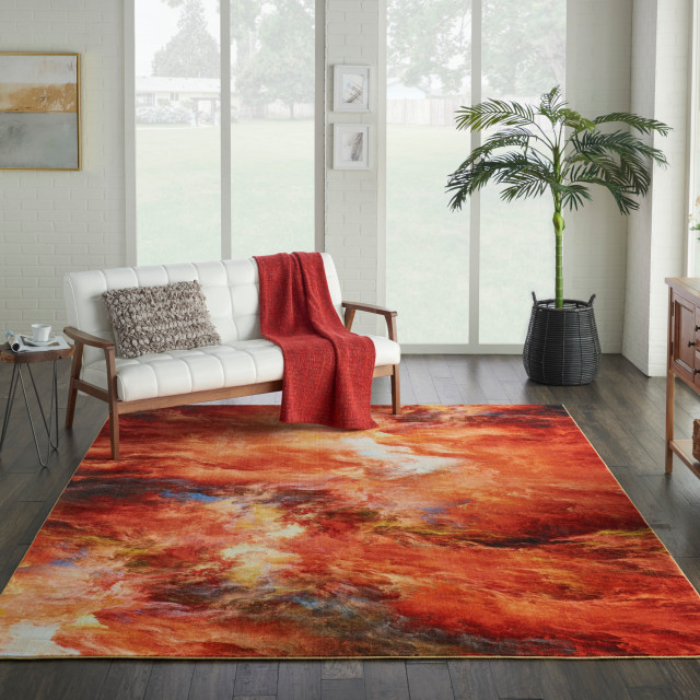 Nourison Le Reve LER05 Area Rug, Red Flame, 9' x 12' - Contemporary ...