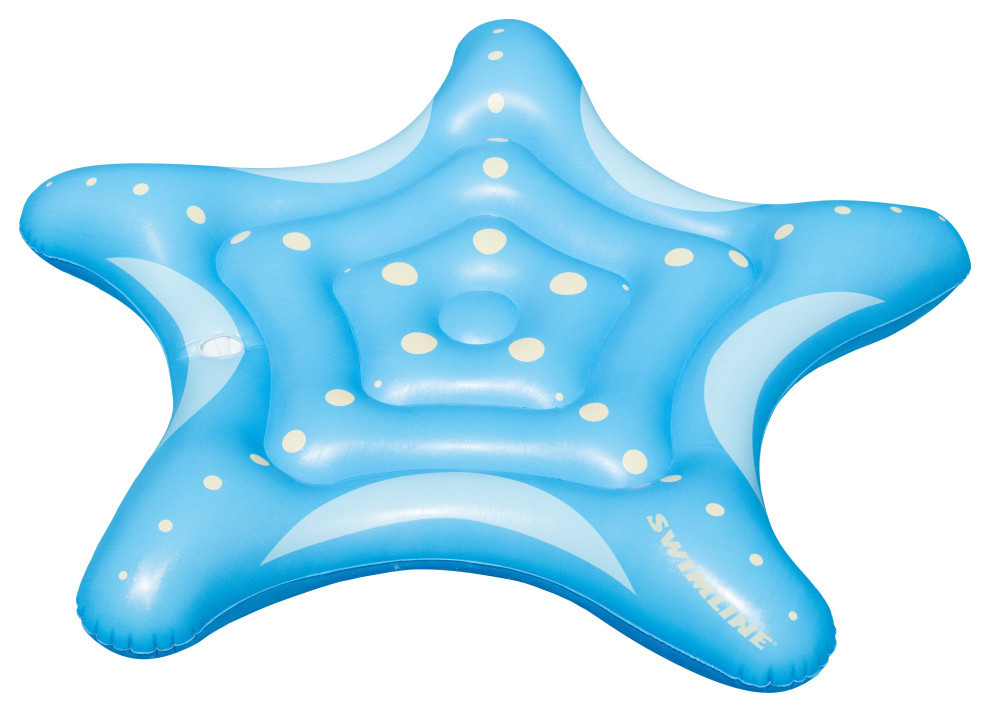 Inflatable Blue Starfish With Polka Dots Island Lounge Pool Float 66.5 ...