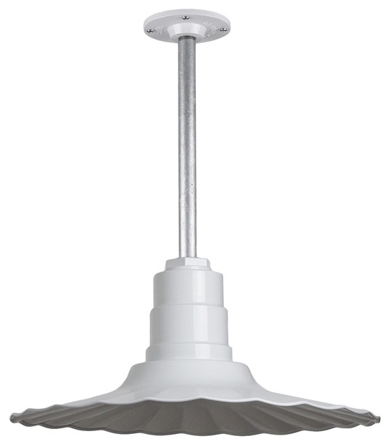 16" Radial Wave Pendant With Rigid Stem - Farmhouse - Outdoor Hanging ...