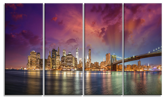 "New York Manhattan Skyline With Clouds" Wall Art, 48"x28 ...