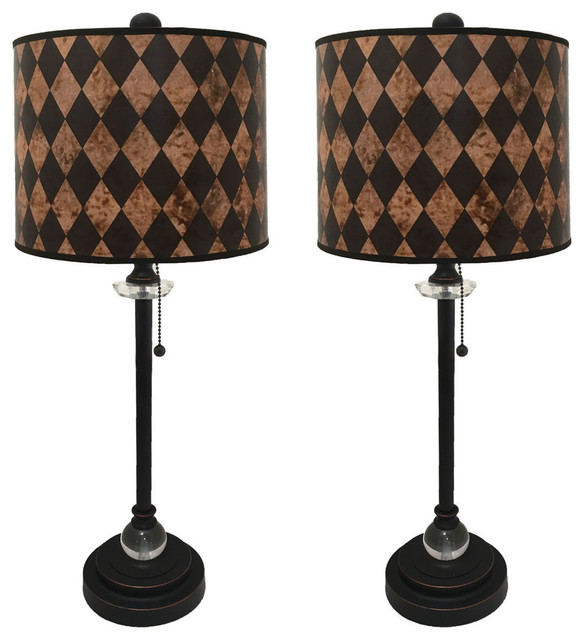 28" Crystal Buffet Lamp With Vertical Black Diamond on Papyrus Shade ...