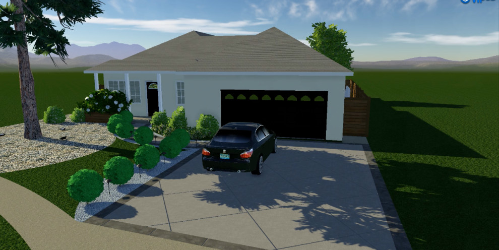 Modern Gothic Front Yard Landscape and Driveway - Modern - Garage - San ...