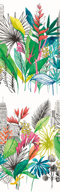 Sierra Multicolor Urban Tropic Wallpaper, Swatch - Tropical - Wallpaper ...