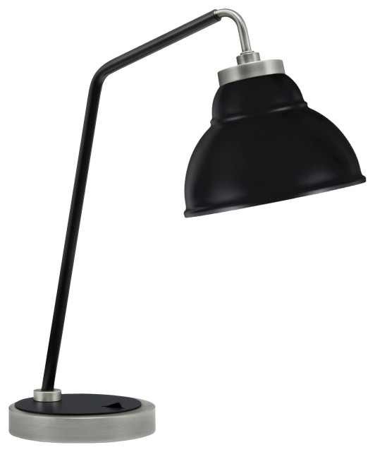1-Light Desk Lamp, Graphite/Matte Black, 7" Double Bubble Metal Shade ...