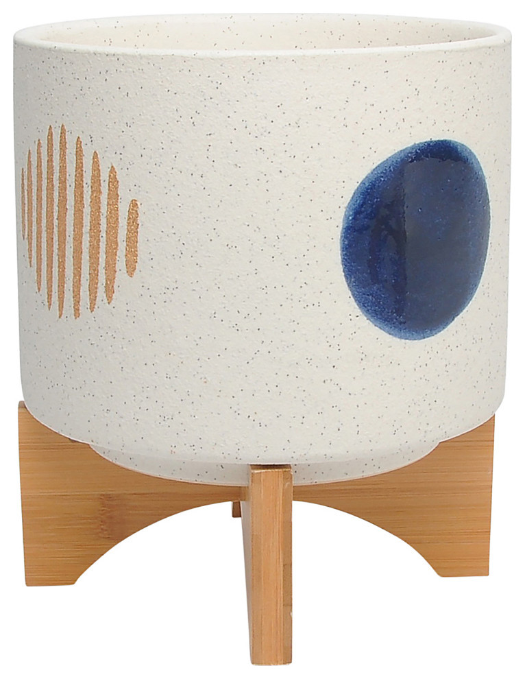 8" Funky Planter With Stand, White - Contemporary - Indoor Pots And ...