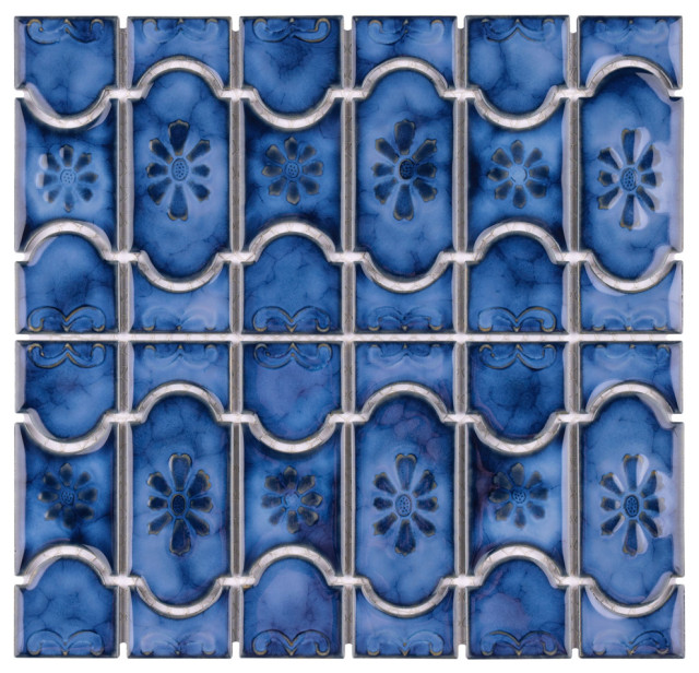 Montego Porcelain Mosaic Floor and Wall Tile, Sapphire, Sample ...