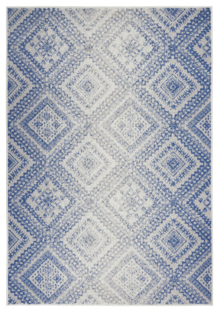 6' X 9' Light Blue Geometric Dhurrie Area Rug, 6'x9' - Contemporary ...