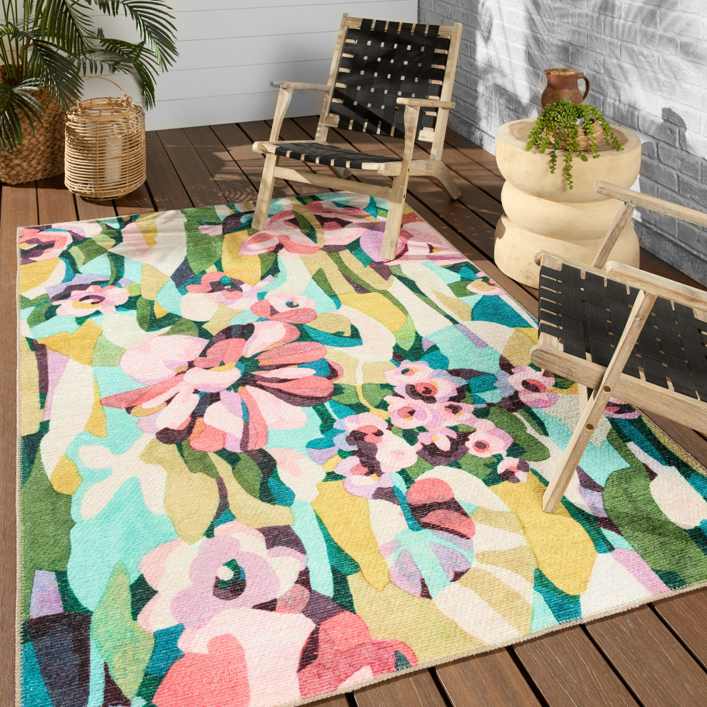 Vibe Amicia Outdoor Floral Multicolor/Pink Area Rug, 2'6"X8 ...