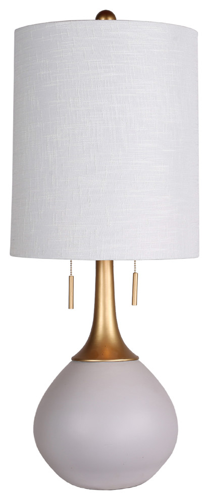 Abby 35" H Gray and Gold Sculptural Twin Pull Table Lamp with Drum ...
