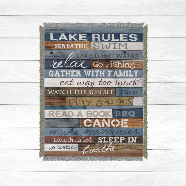 Laural Home Lake Rules Woven Throw with Fringe Edge, 50" X 60" - Rustic ...