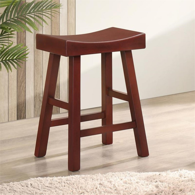 Furniture of America Epping Wood 24-Inch Saddle Stool in Dark Cherry ...