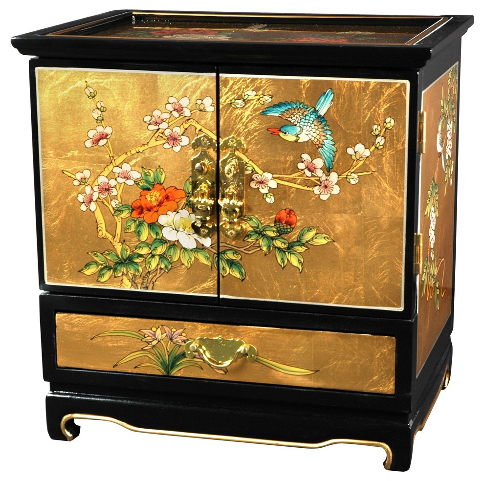 Empress Lacquer Jewel Box, Gold Leaf - Asian - Jewelry Boxes And ...