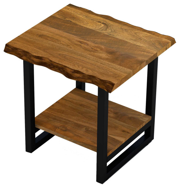 Modern Rustic Live Edge Acacia Wood End Table - Industrial - Side ...