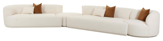 Fickle Cream Boucle 4-Piece Modular Left Arm Facing Sectional ...