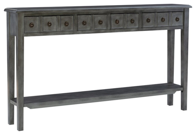 Bowery Hill Transitional Long Wood Console Table in Gray Finish ...