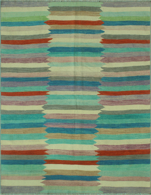 Winchester Kilim Talib Blue/Purple Rug, 5'2x6'4, 5'2x6'4 - Contemporary ...