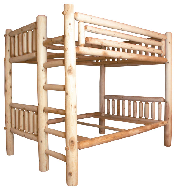 White Cedar Log Bunk Bed, Full Over Full - Rustic - Bunk Beds - by ...