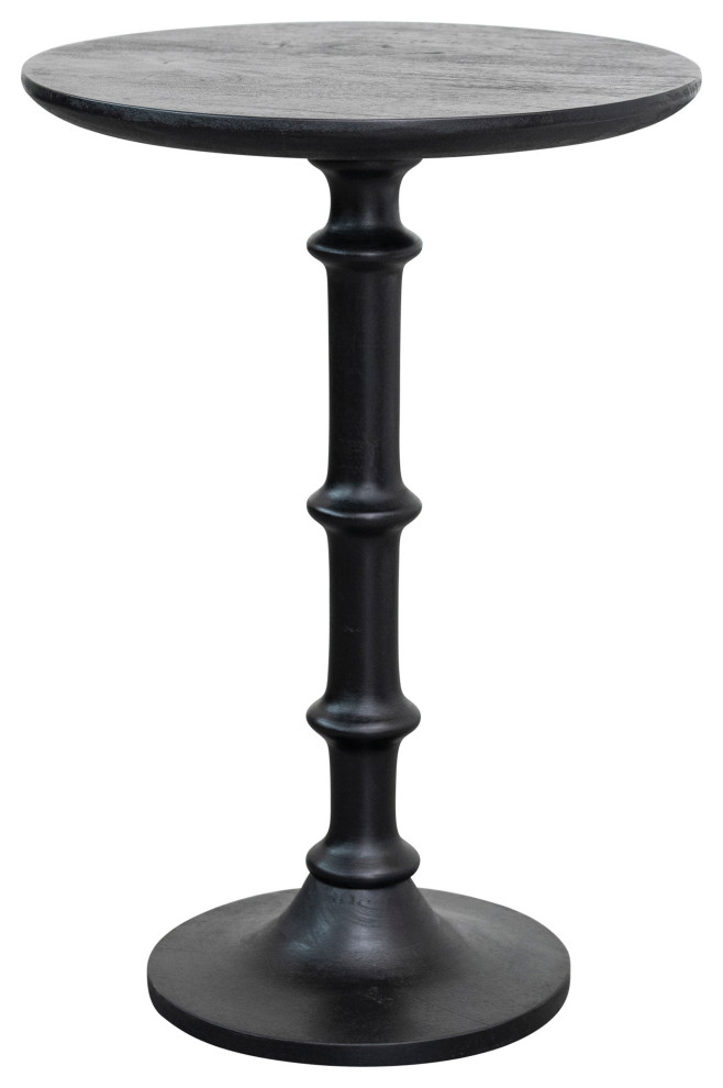 Modern Sculptural Wood End Table, Matte Black - Traditional - Side ...