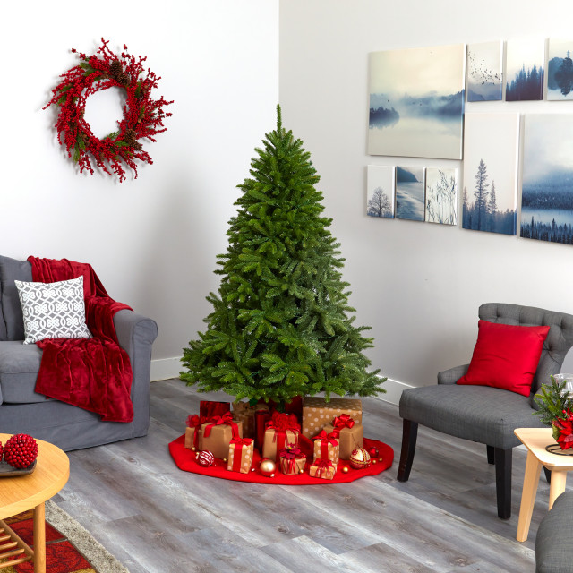 6' Sierra Spruce Natural Look Faux Xmas Tree W/ Clear Lights & Bendable ...