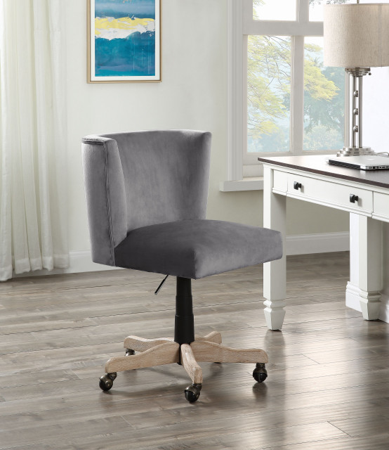 Cliasca Office Chair, Gray Velvet - Transitional - Office Chairs - by ...