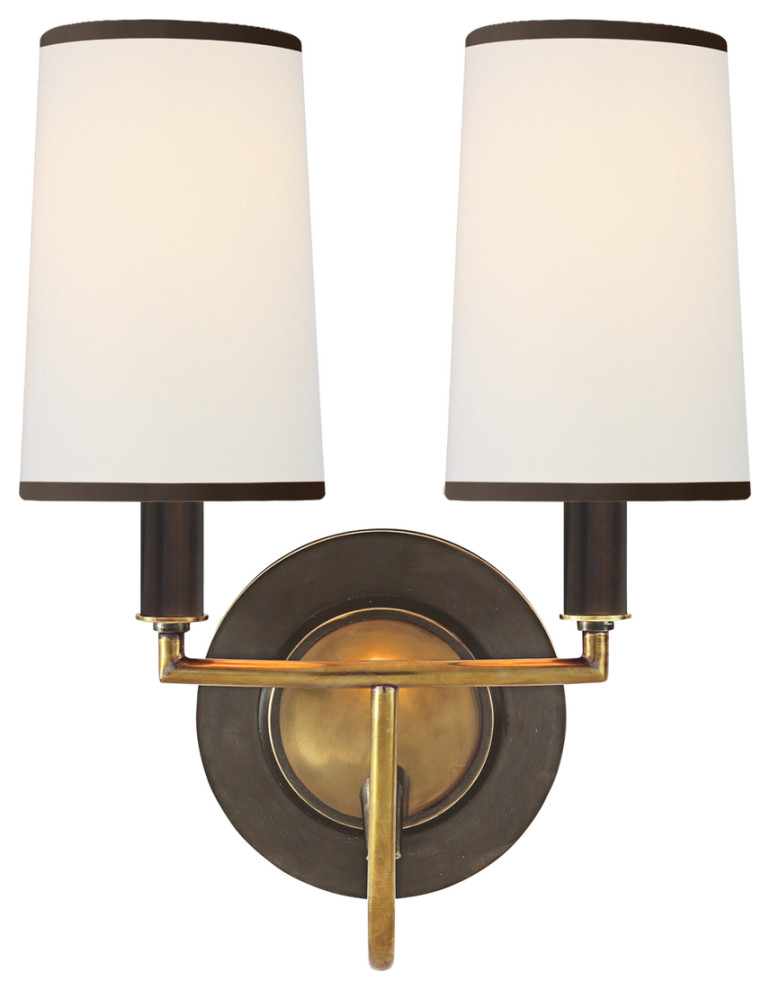 Elkins Double Sconce With Linen Shades w - Transitional - Wall Lighting ...