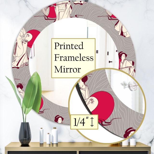 Designart Japanese Geisha Bohemian Eclectic Frameless Oval Or Round ...