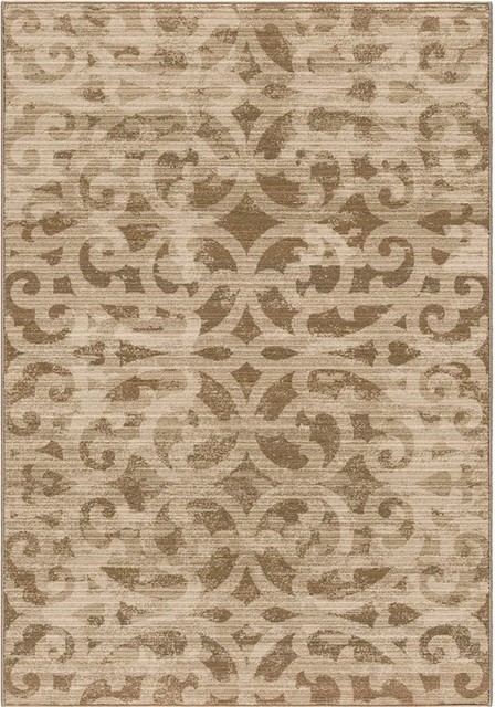 Orian Rugs, Unique Designs Scroll Brixton, Beige, Area Rug, 5'3"x7'6 ...