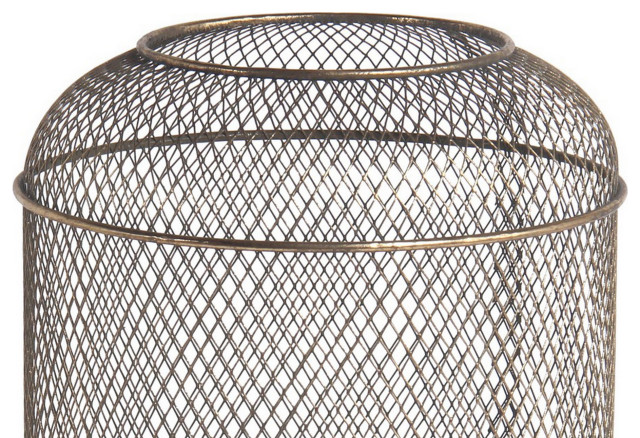 Wire Mesh Cylindrical Metal Lantern with Glass Hurricane,Small,Antique ...
