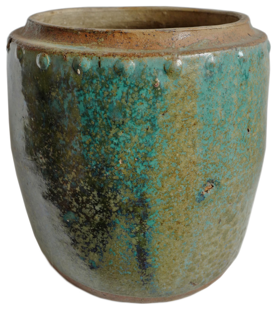 Vintage Green / Turquoise Ceramic Pot - Contemporary - Indoor Pots And ...