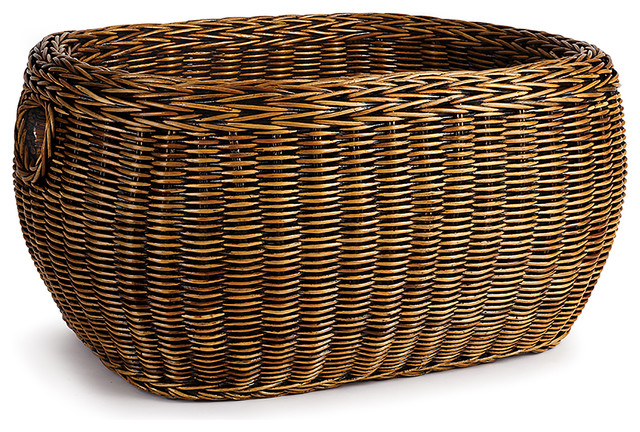 Burma Double Woven Rattan Oval Basket, 25.5" - Tropical - Baskets - by ...