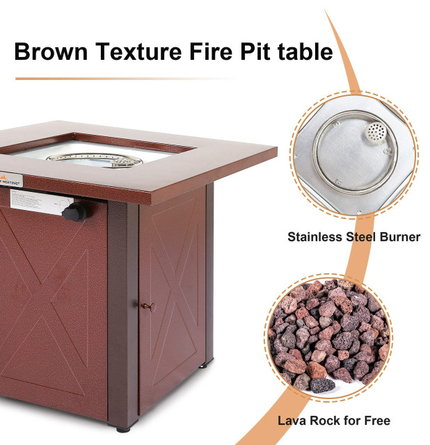 Square Stainless Steel Outdoor Fire Pit Table with Lid - Transitional ...