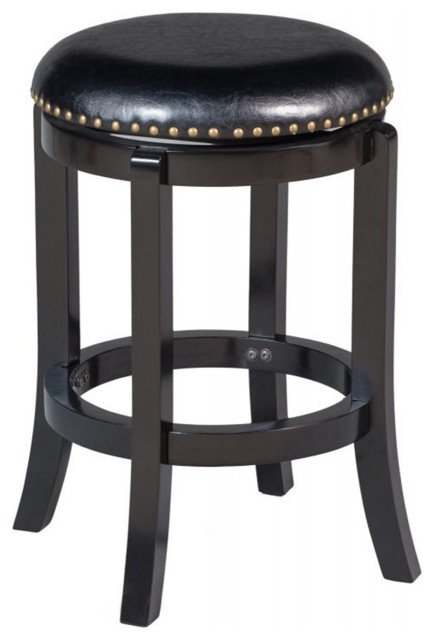 Nailhead Trim Round Leatherette Swivel Counter Stool with Flared Leg ...