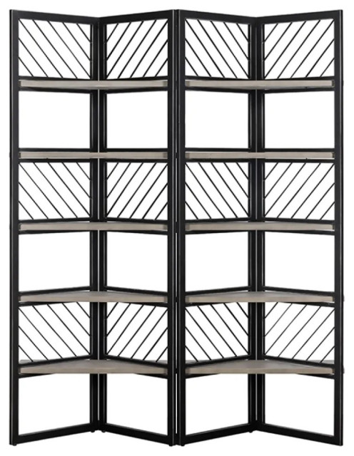 Maxim Modern Concrete & Black Metal Shelf - Industrial - Display And ...