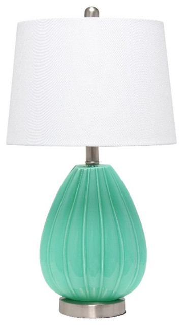 Elegant Designs Creased Table Lamp with Fabric Shade Seafoam ...