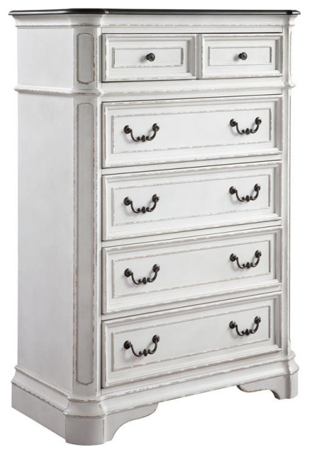 ACME Florian Chest, Antique White and Oak Finish - French Country ...